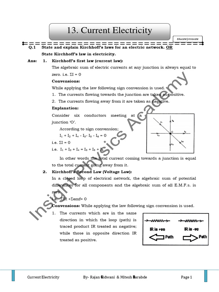 13.current Electricity New | PDF | Voltage | Series And Parallel Circuits