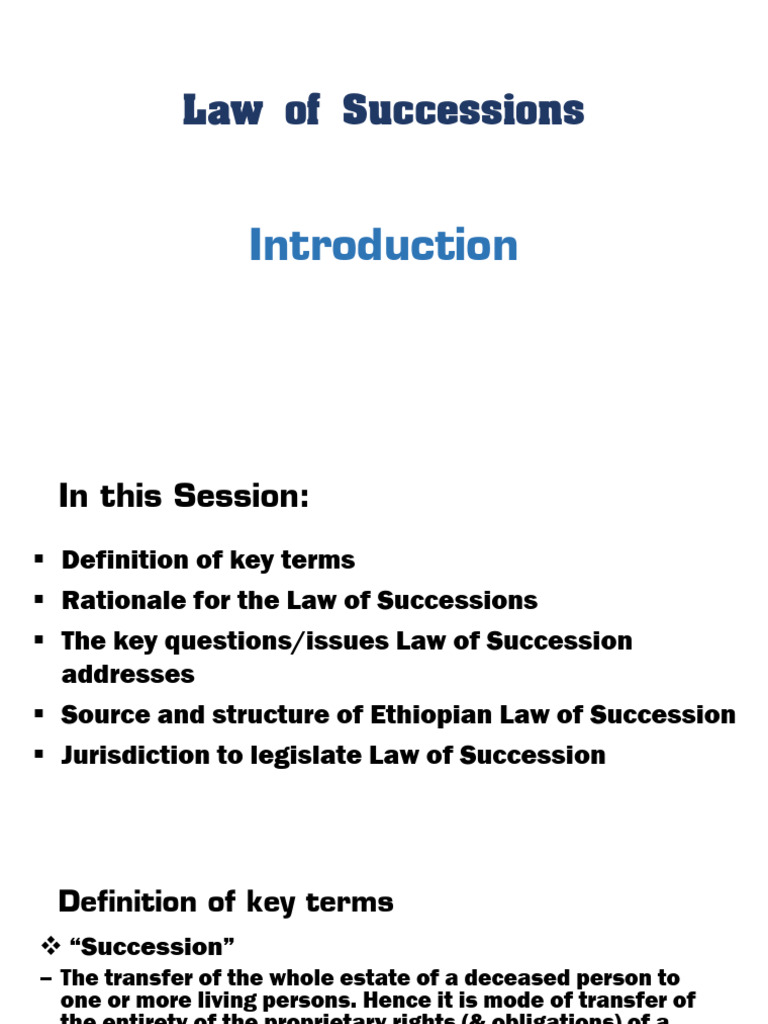 Law of Successions - Introduction | PDF | Intestacy | Inheritance