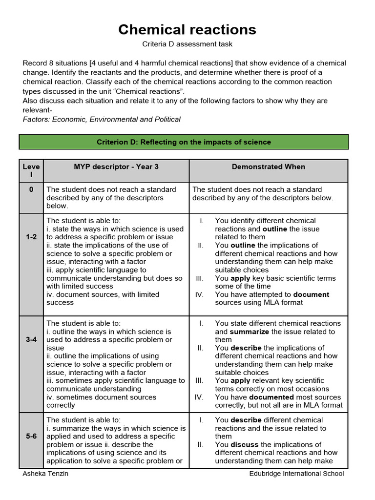 Chemical Reactions: Impacts and Analysis | PDF | Science | Cognitive ...