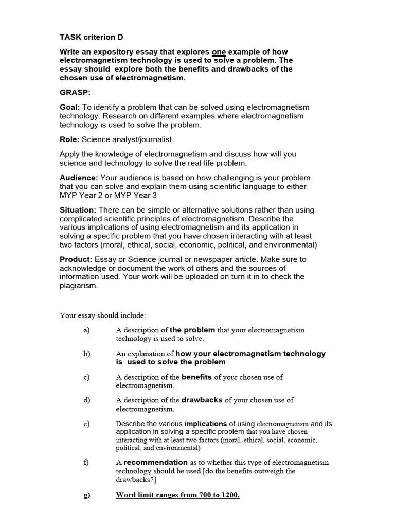 Criterion D - Electromagnetism - March | PDF | Science | Essays