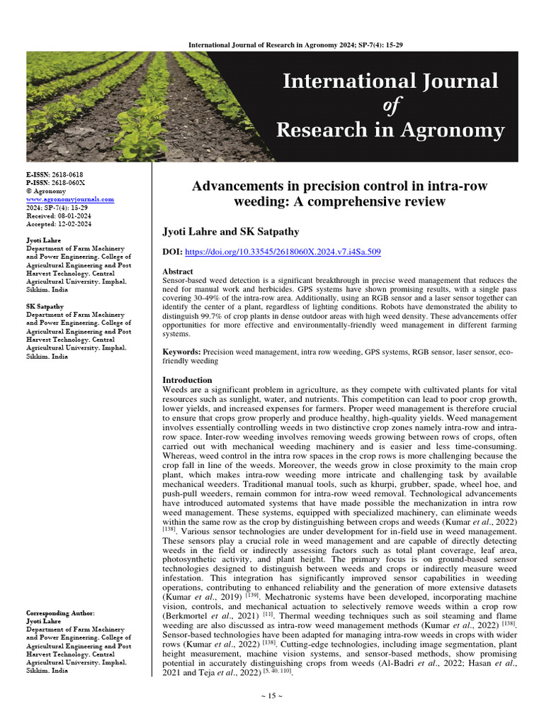 Advancements in Precision Control in Intra-Row Weeding: A Comprehensive Review | Download Free ...