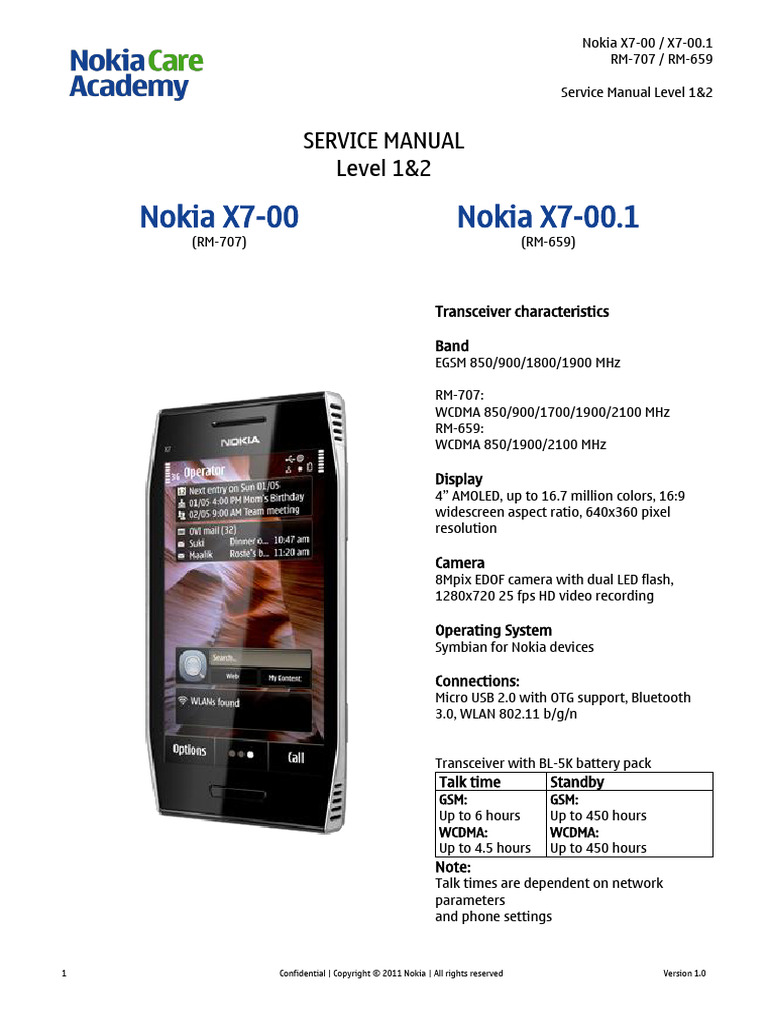 NOKIA X7 Service Manual | PDF | Electrostatic Discharge | Battery Charger