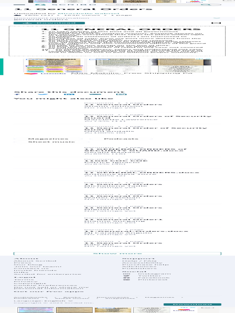 11 General Orders PDF National Security Military | PDF | Scribd ...