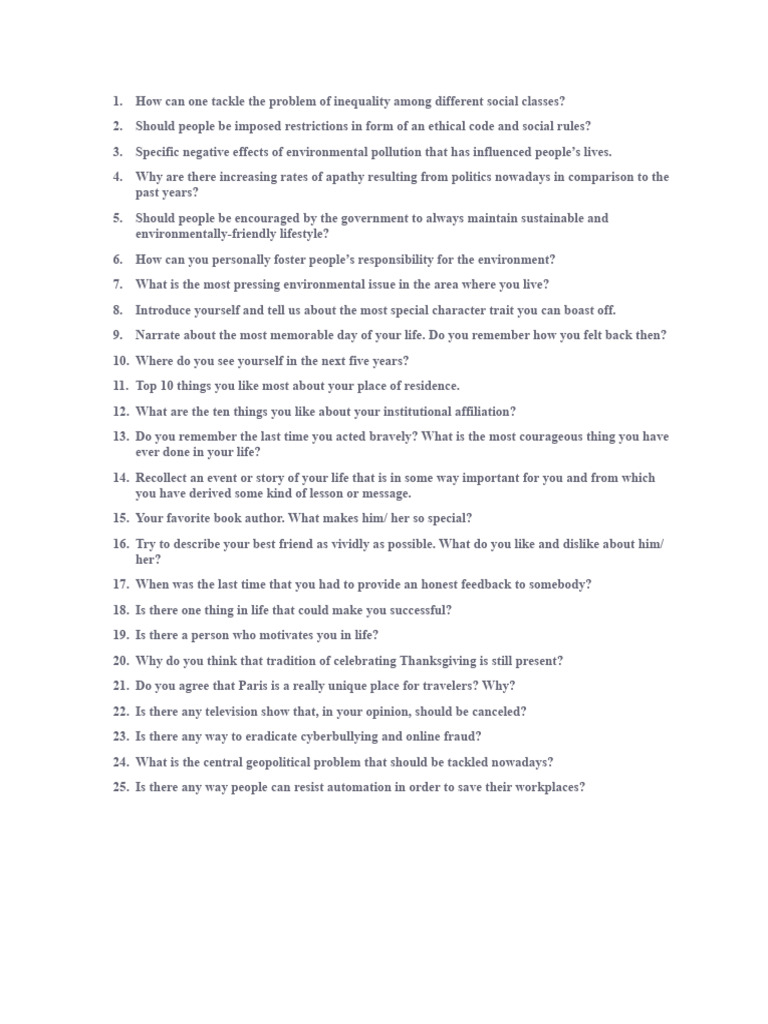 Extemporaneous Speech. Questions | PDF
