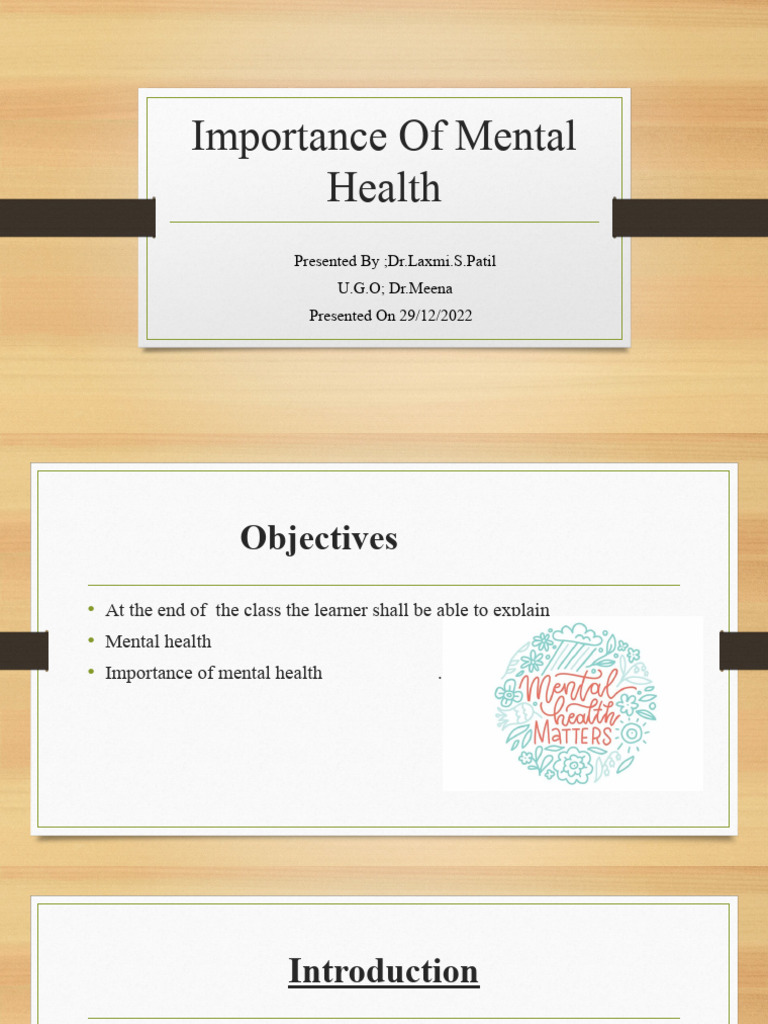 Importance of Mental Health | PDF | Mental Health | Stress (Biology)
