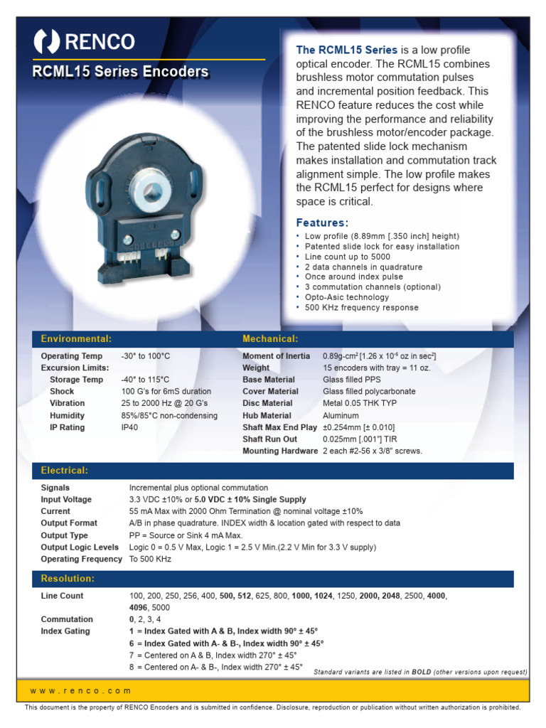 RCML15 Series Encoders | PDF | Electrical Components | Electronic ...
