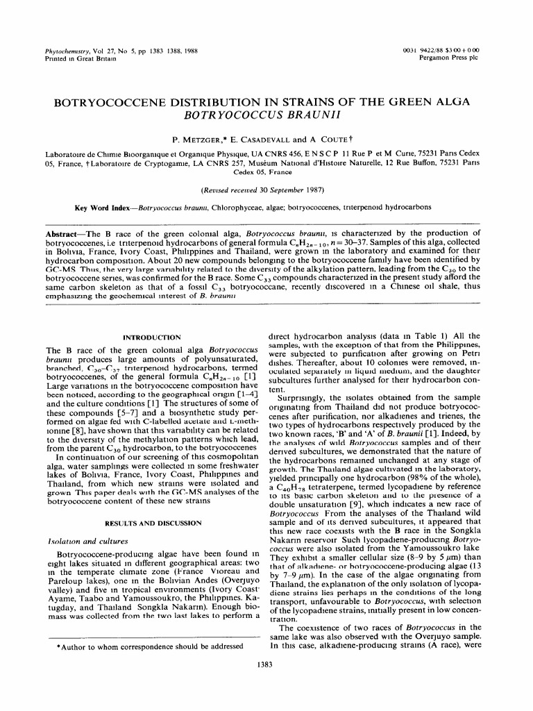 Metzger1988 c35 Botryococcane L | PDF | Alkene | Isomer