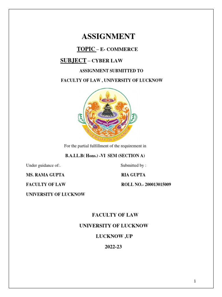 Cyber Law Assignment | PDF | E Commerce | Online Shopping