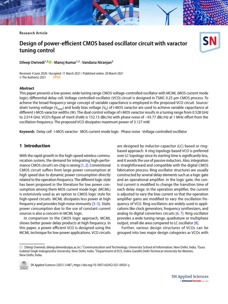 Design of Power Efficient CMOS Based Oscillator Circuit With Varactor ...