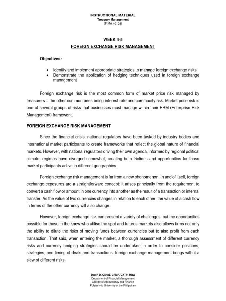 Foreign Exchange Risk Management Strategies | PDF | Financial Risk ...