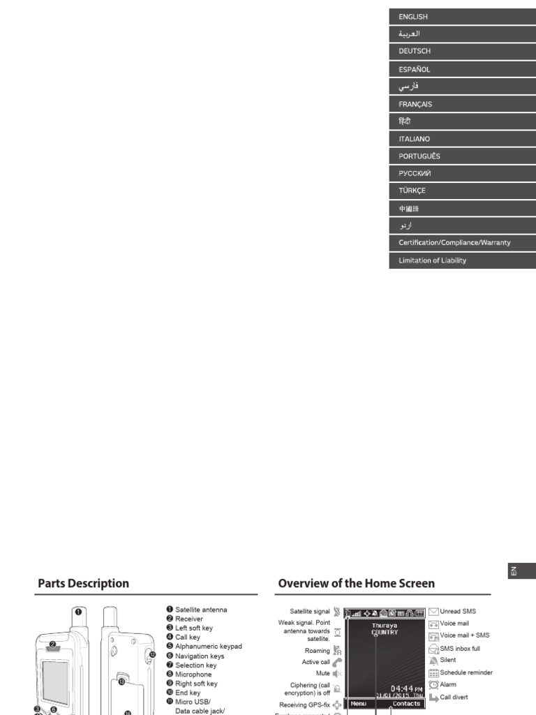 Thuraya XT-LITE User Guide | PDF | Telephone | Personal Computers