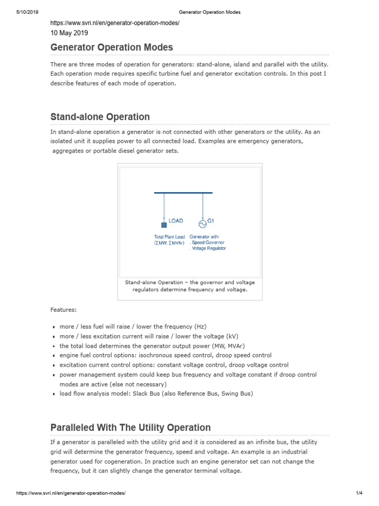 Generator Operation Modes | PDF | Electric Generator | Electrical Grid
