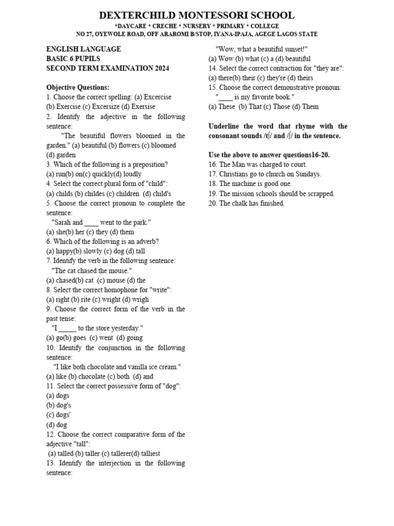BASIC 6 Exam Questions-2 | PDF