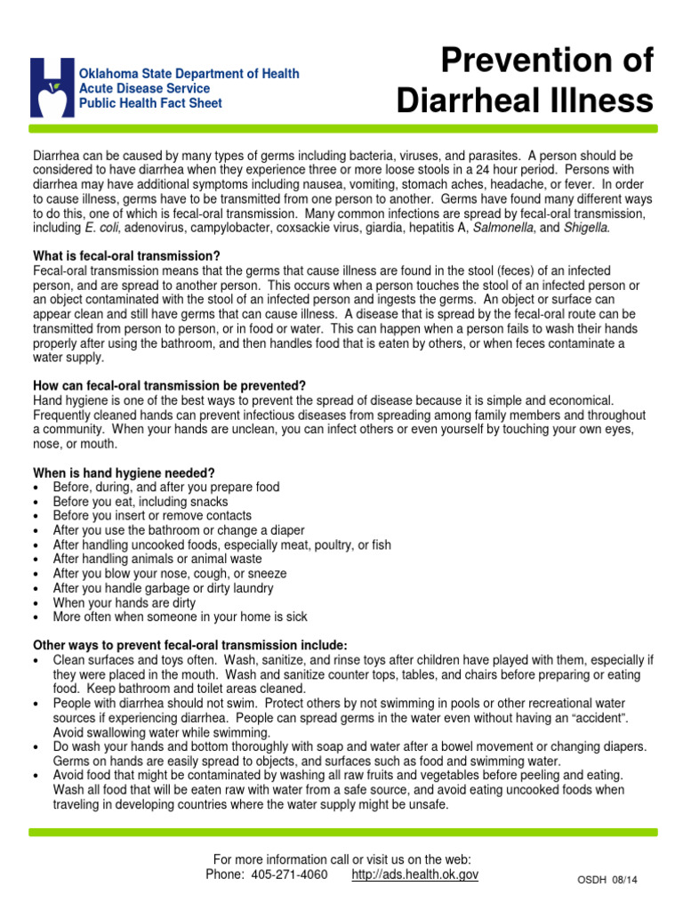 Diarrheal Illness Fecal Oral Transmission and Prevention.2014 | PDF ...