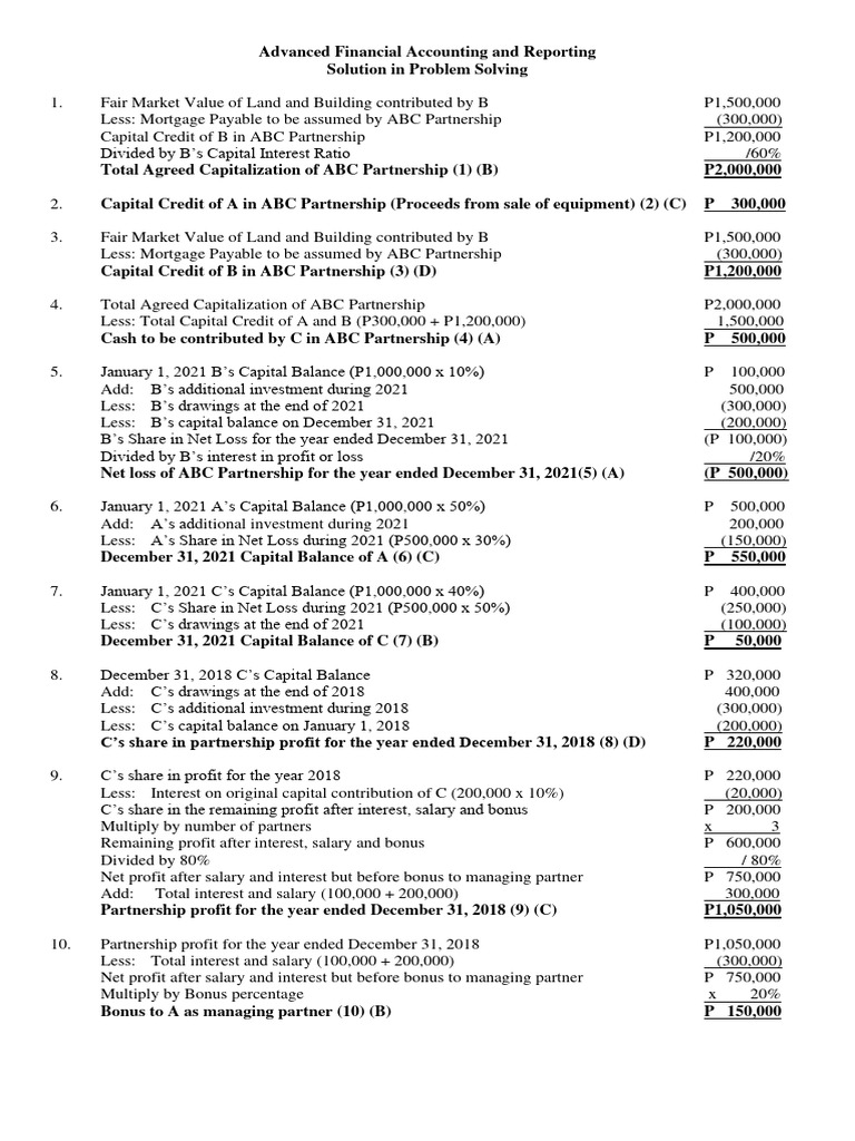 Pre Week AFAR Problem Solving ANS | PDF | Book Value | Revenue