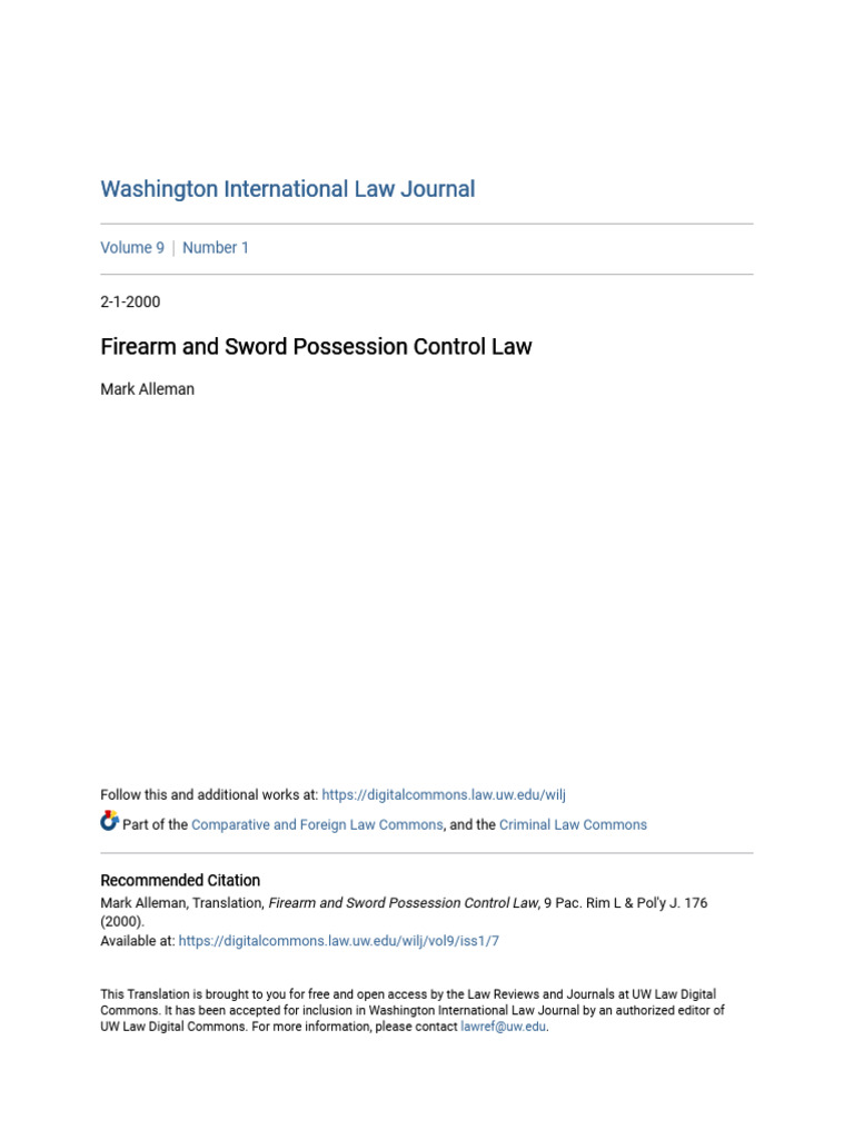 Firearm and Sword Possession Control Law | PDF