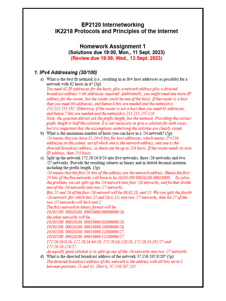 Homework 1 Solutions | PDF | Network Congestion | Computer Network