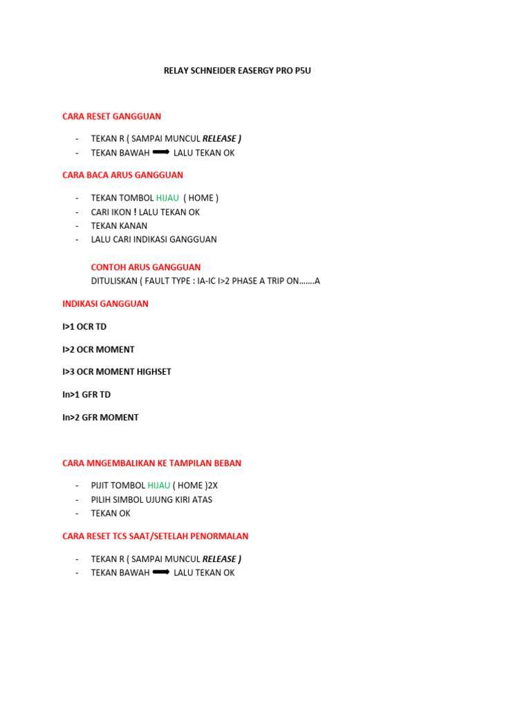 Relay Schneider Easergy Pro P5u | PDF