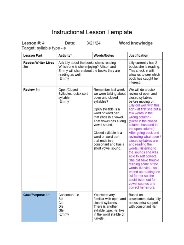 Lesson Plan | PDF | Reading Comprehension | Syllable