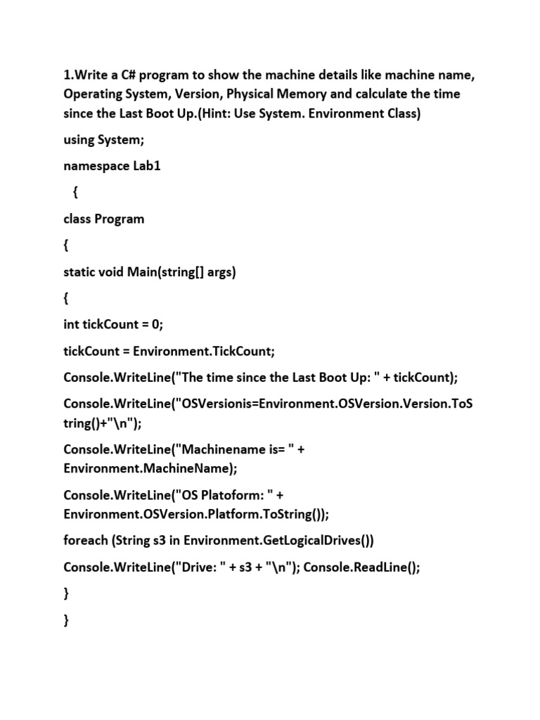 c# lab | PDF | C Sharp (Programming Language) | Automated Teller Machine