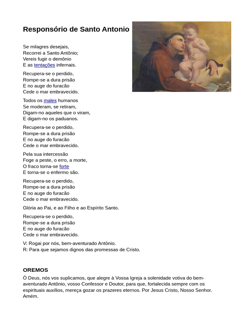 Responsório De Santo Antonio Pdf