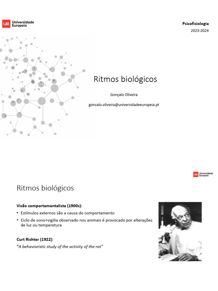 Psicofisio - Aula 4a - Ritmos Biológicos | PDF | Ritmo Circadiano | Dormir
