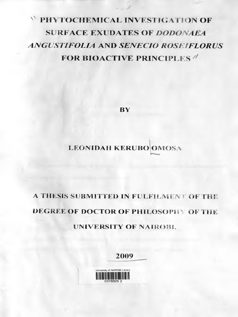 Leonidah Kerubo Omosa Ph.d Chemistry 2009 | PDF | Carbon 13 Nuclear Magnetic Resonance