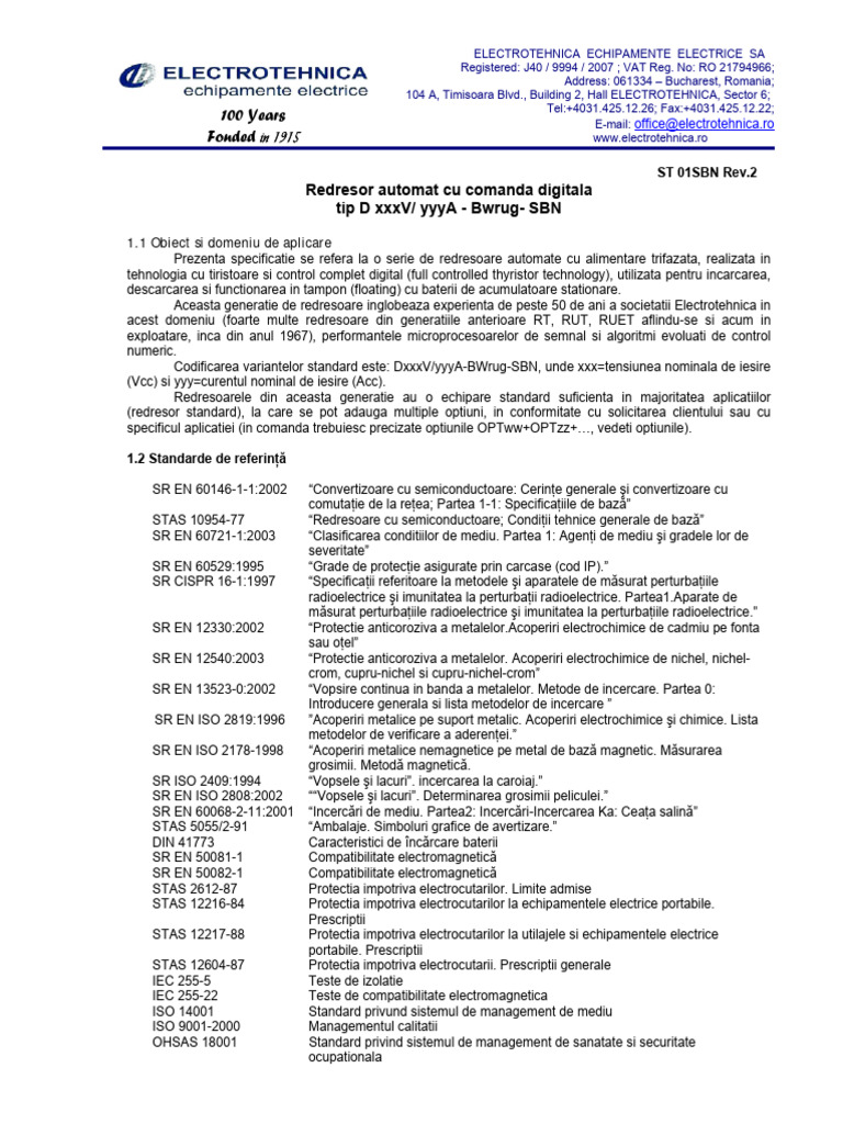 Redresor Trifazat Tip DxxxVyyyA BWrug SBN ZZ 2010 | PDF