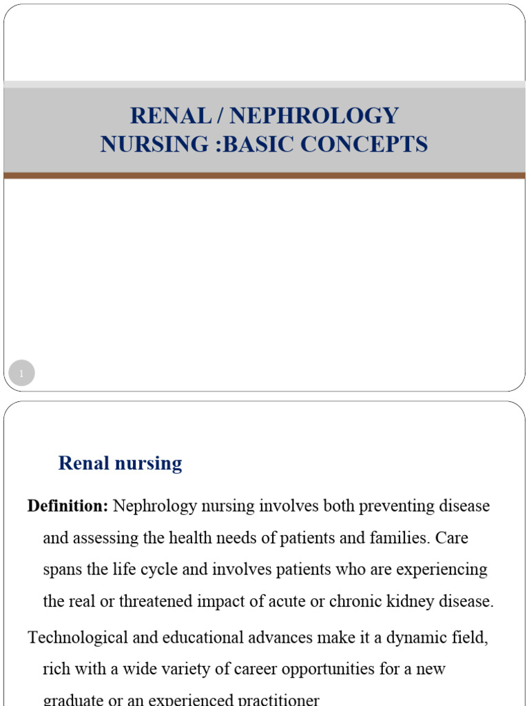 1 RENAL NURSING-basics | PDF | Nephrology | Nursing