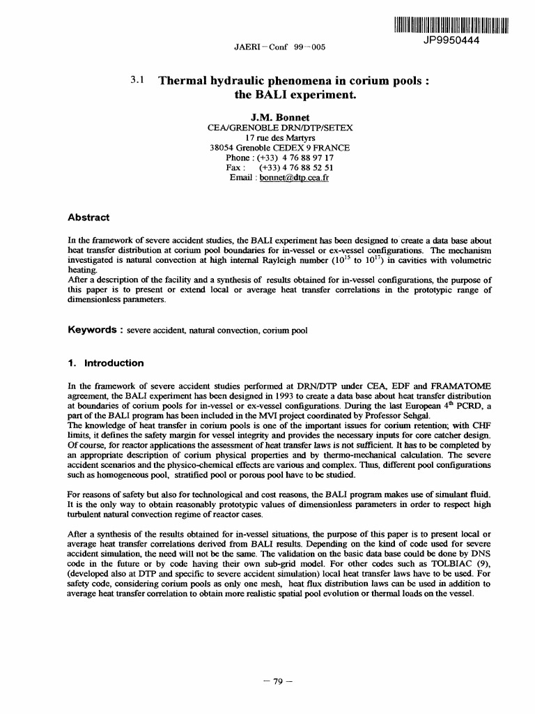 Corium Pool Heat Transfer Study | PDF | Heat Transfer | Convection