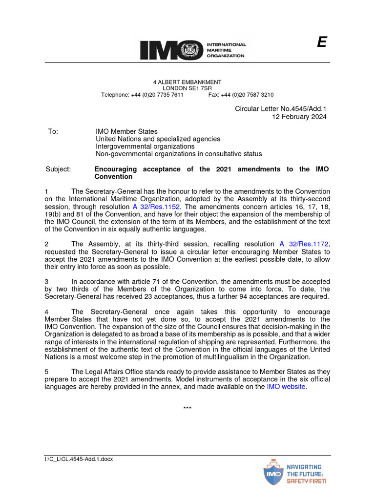 Circular Letter No.4545-Add.1 - Encouraging Acceptance of The 2021 ...