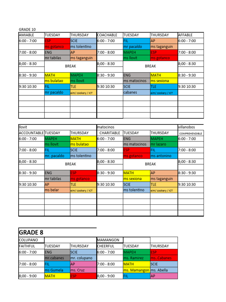 Mhhs 2024 Schedule For Asa | PDF