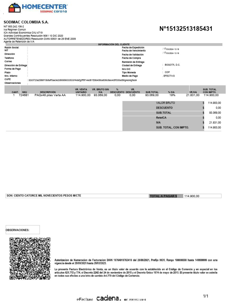 Homecenter Formato | PDF