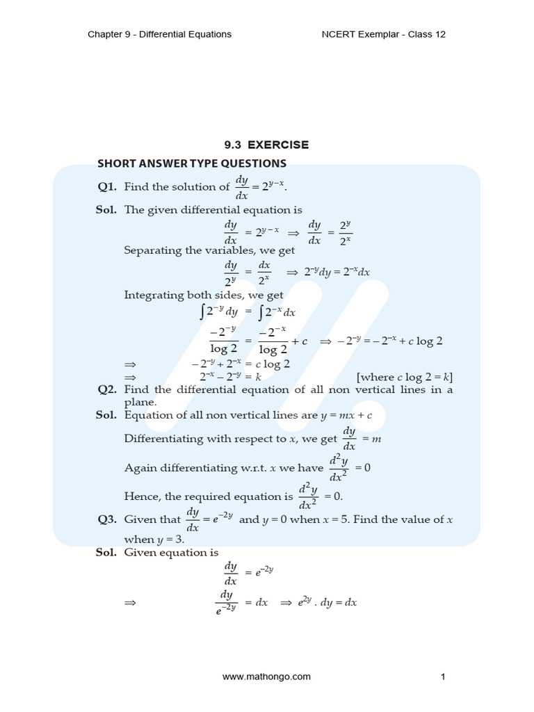 Differential Equations Solutions Guide | PDF | Equations | Algebra