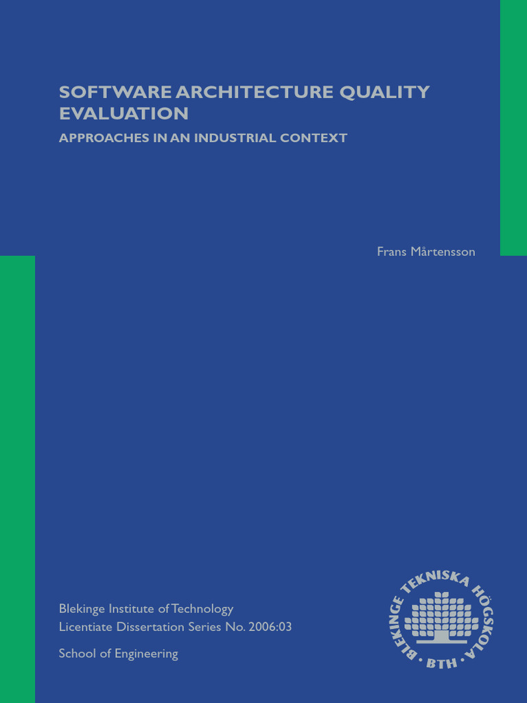 Software Architecture Quality Evaluation: Frans Mårtensson | PDF | Software Architecture | System