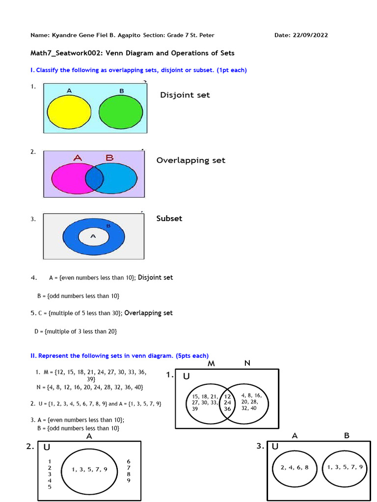 Math Grade 7 ven diagram | PDF