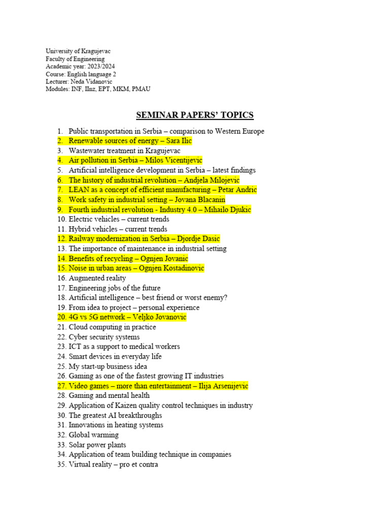 Seminar Topics for Engineering Students | PDF | Renewable Energy ...