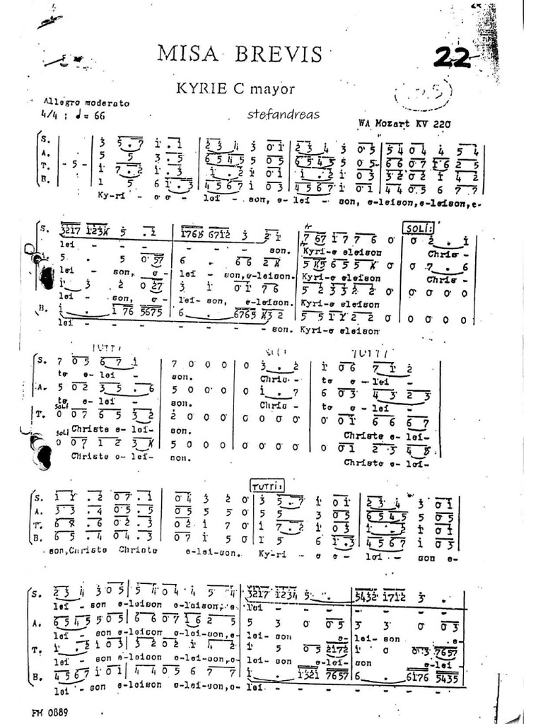 Ordinarium Misa Brevis - Mozart KV 220 | PDF
