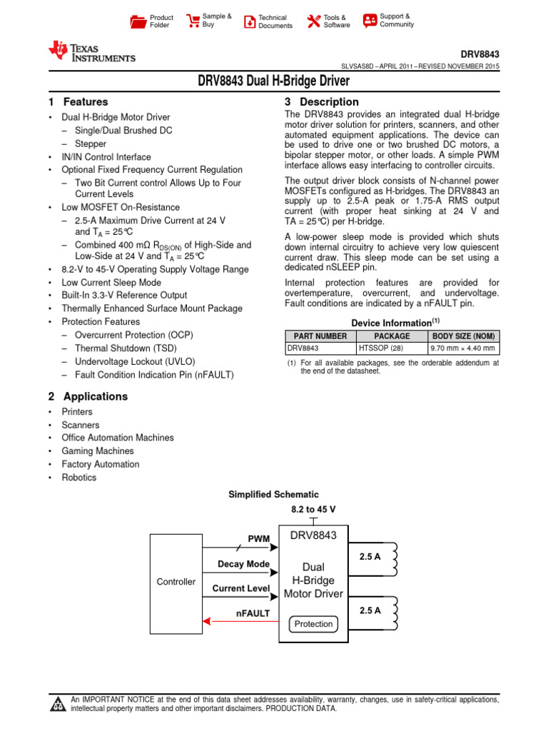 DRV 8843 | PDF | Electronic Engineering | Electrical Engineering