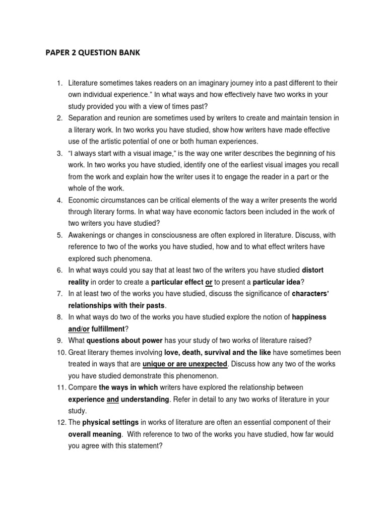 Paper 2 Questionbank | PDF | Experience | Idea