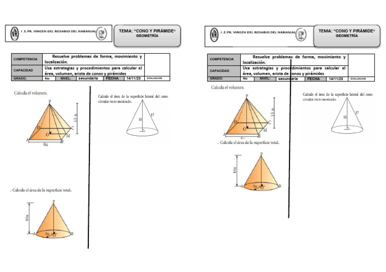 Práctica de "Cono y Pirámide | PDF