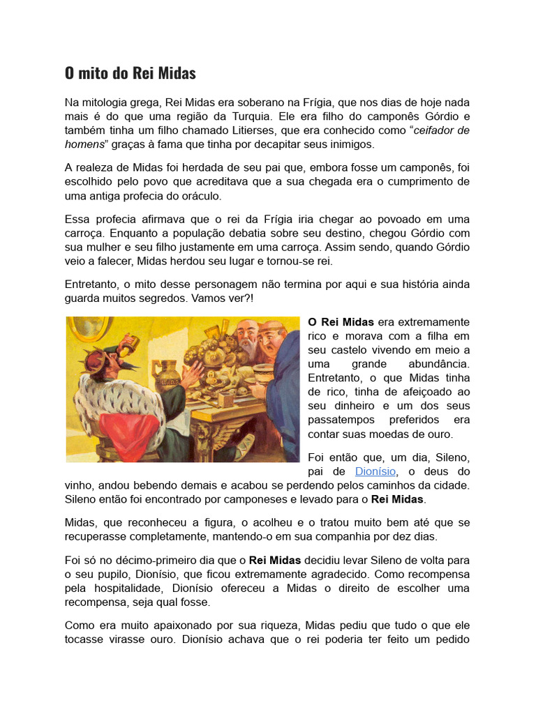 Mito Do Rei Midas - Tudo Que Toca Vira Ouro | PDF