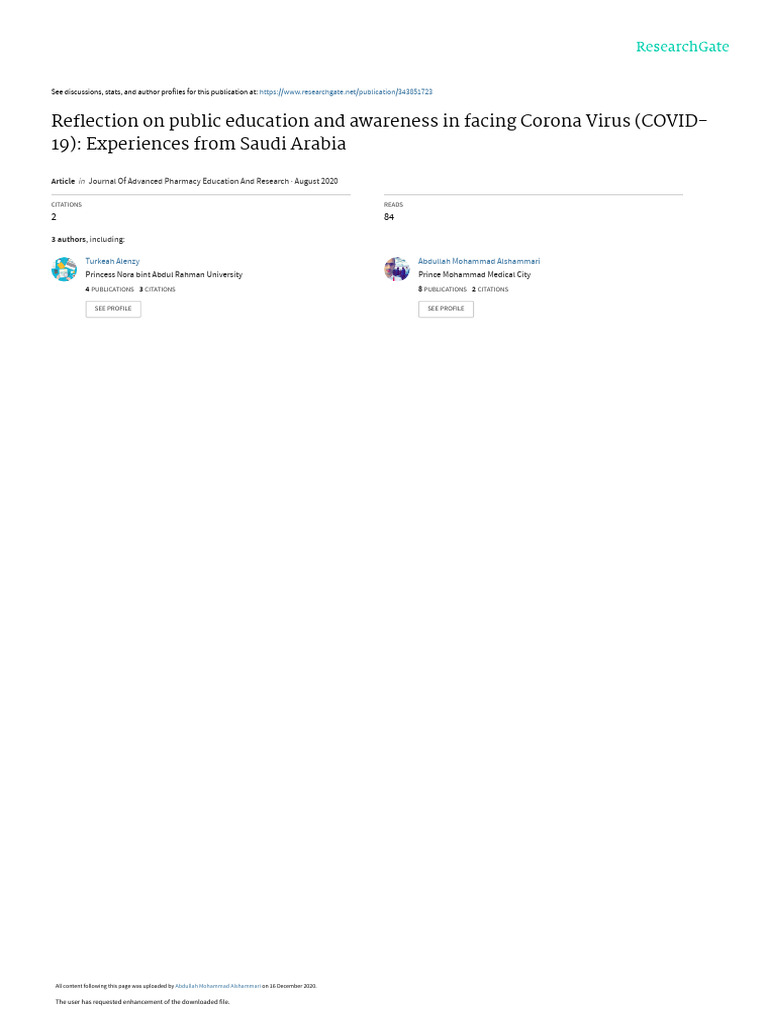 Reflection On Public Education and Awareness in Facing Corona Virus ...