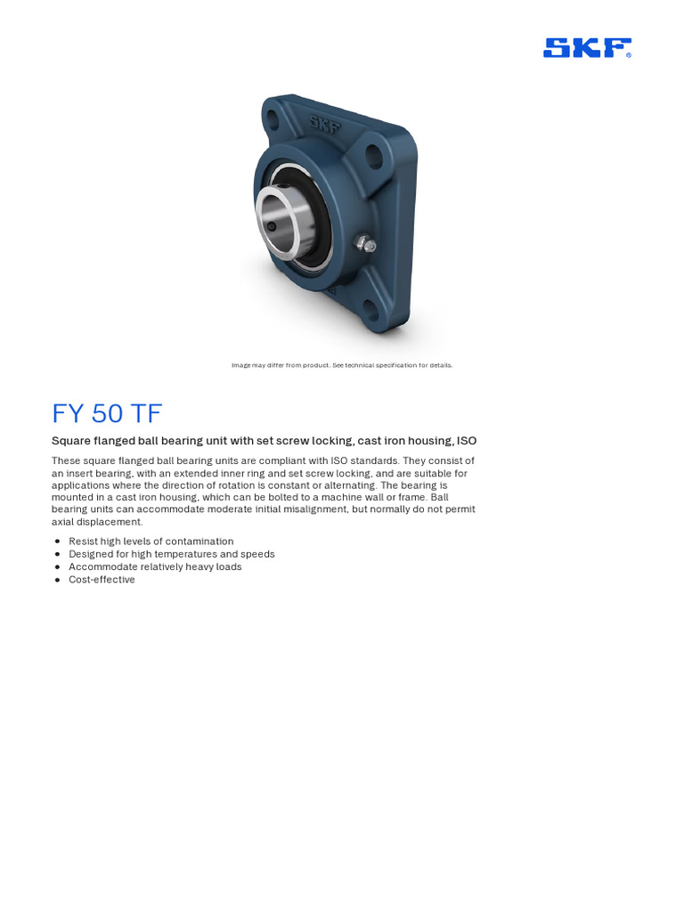 FY 50 TF - Ball bearing units _ SKF | PDF | Bearing (Mechanical) | License