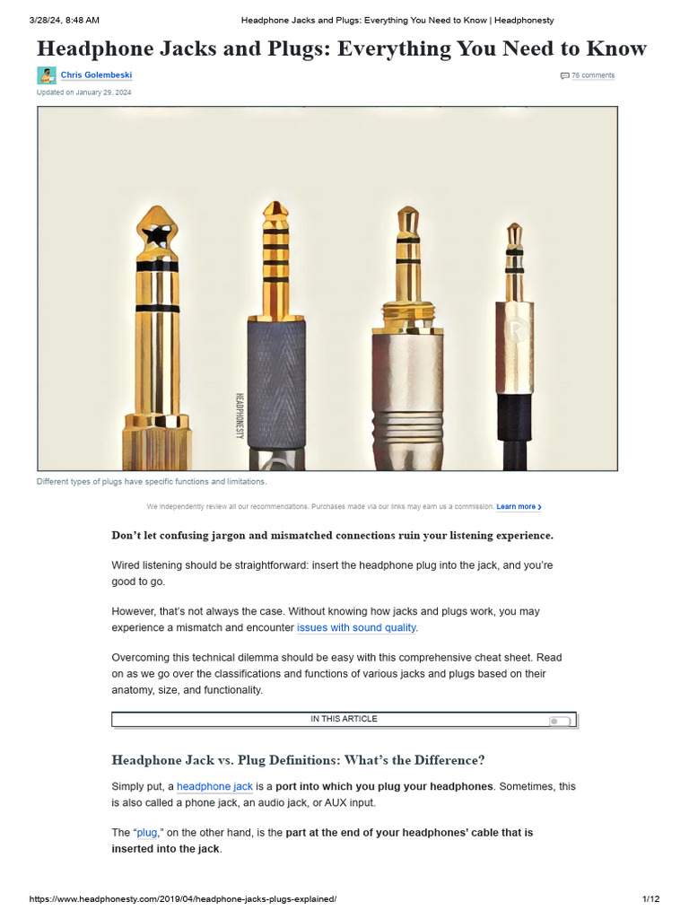 Understanding Headphone Jacks & Plugs | PDF | Electrical Connector ...