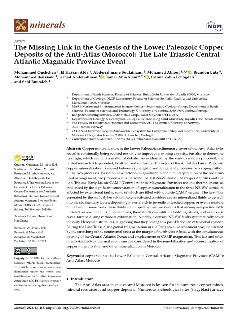 The Missing Link in the Genesis of the Lower Paleozoic Copper Deposits ...