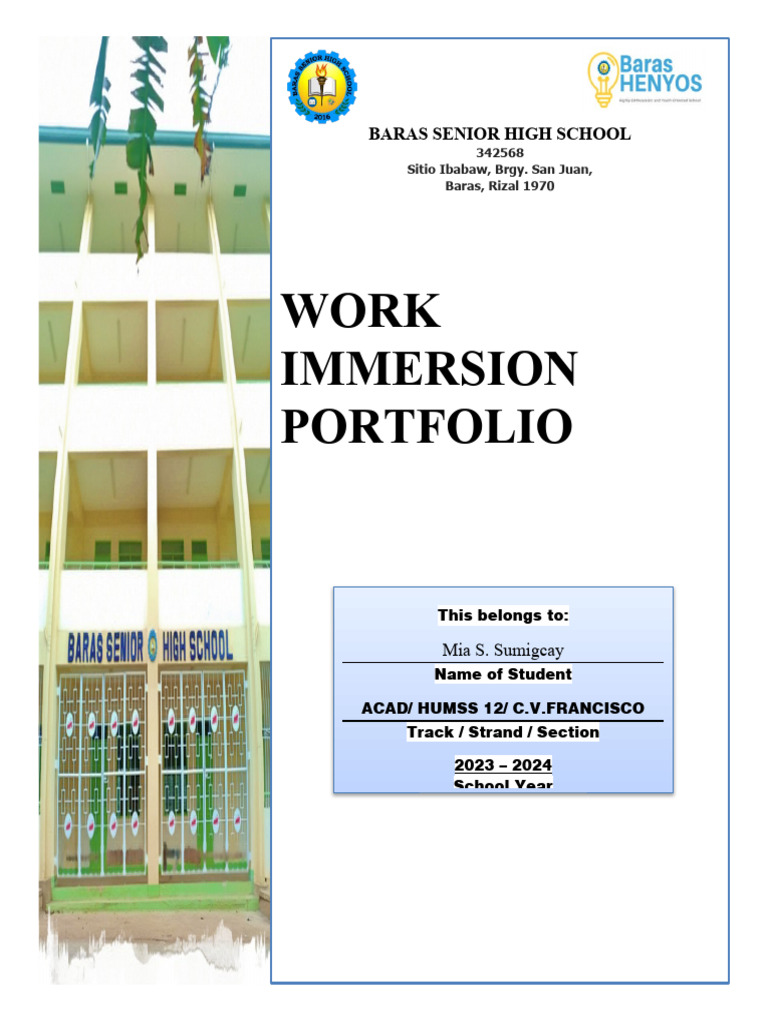 SHS Work Immersion Guide | PDF | Learning | Résumé