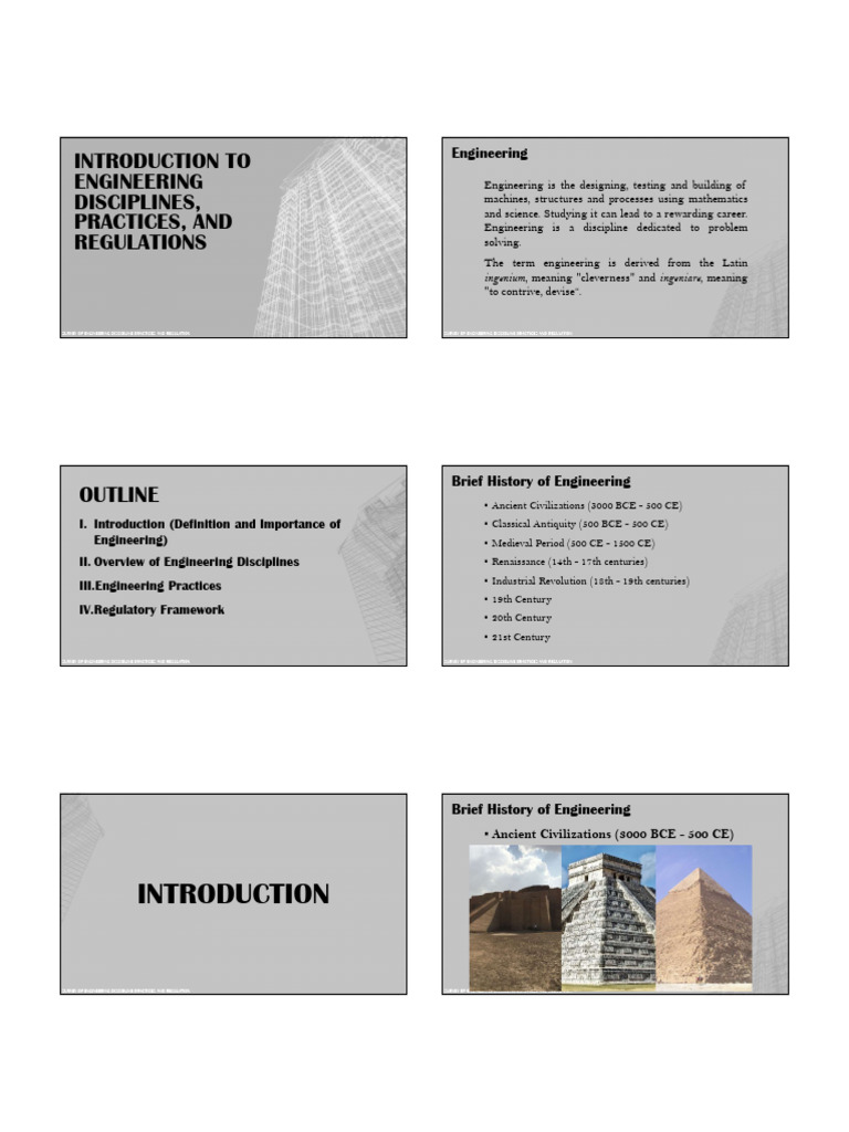 1 Introduction To Engineering Disciplines, Practices, and Regulations ...