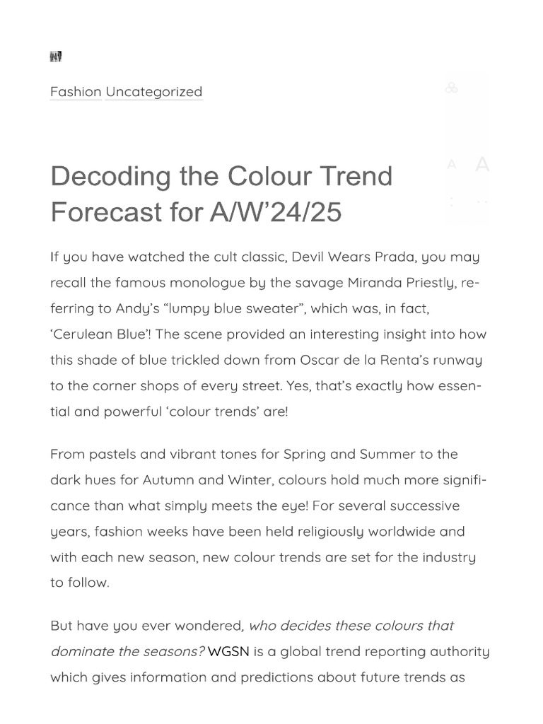 Decoding the Colour Trend Forecast for ...festyle, Interviews, Events, Shopping | PDF
