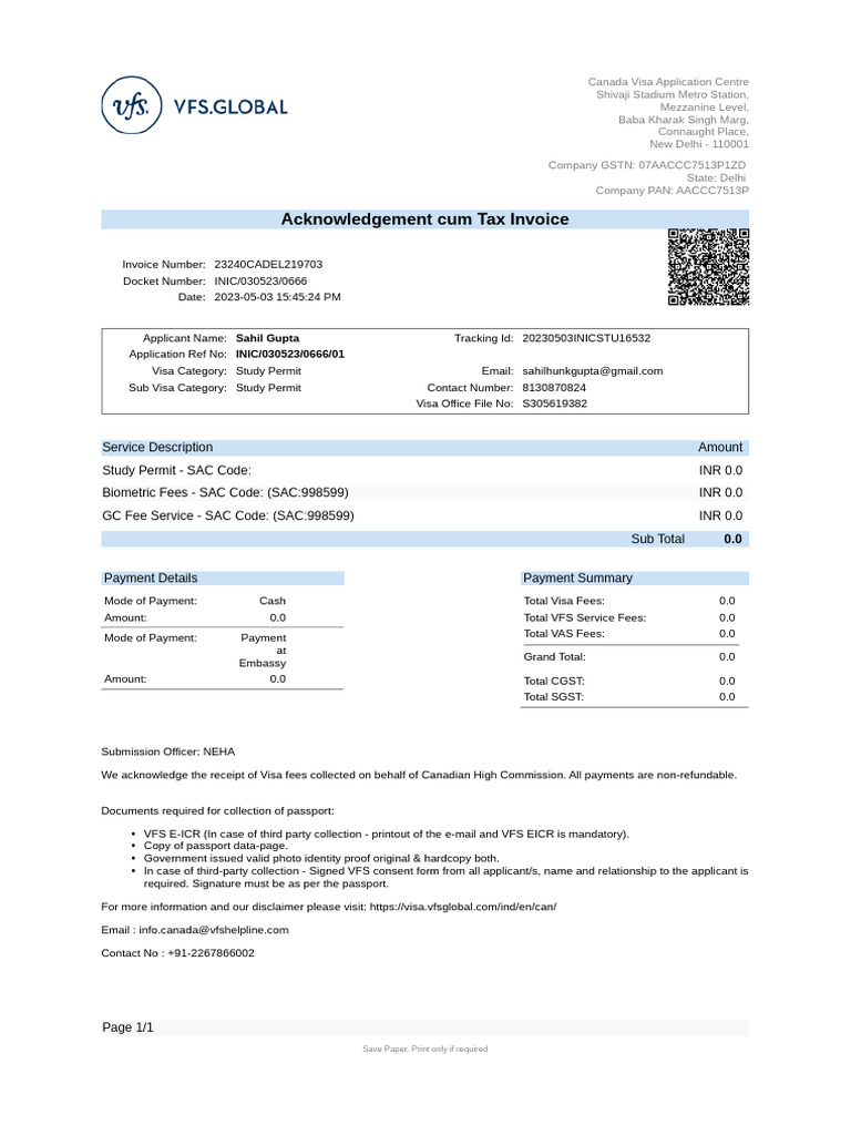 Acknowledgement Tax Invoice | PDF | Travel Visa | Passport